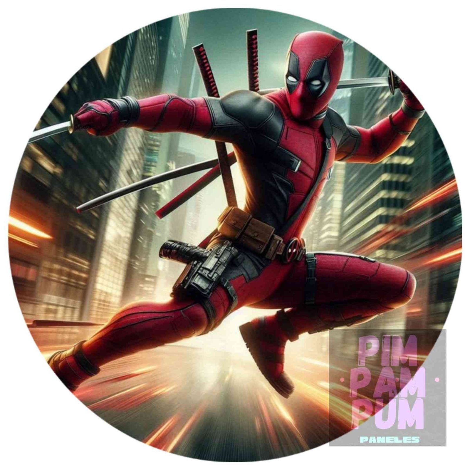 Panel redondo sublimado – Deadpool - PimPamPum - Insumos para Decoradores